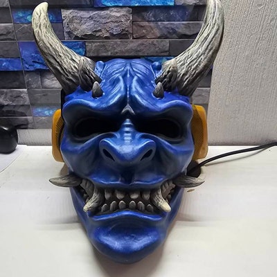 Japanese Hannya Mask: Crying Hannya, White and Black Samurai Mask ...