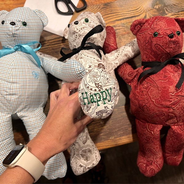 Personalized Memory Bear Crafted From Cherished Clothing: Commemorative ...