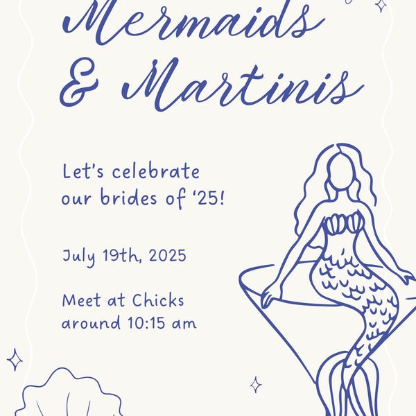 Hand Drawn Mermaid Martini SVG PNG, Whimsical Bachelorette Party ...