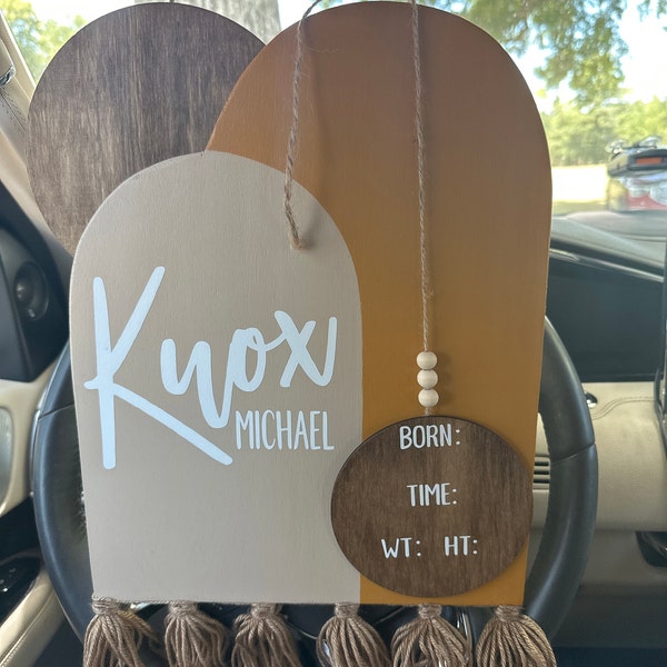 BOHO Baby Hospital Door Hanger Sign | Baby Shower Gift | Nursery Sign ...