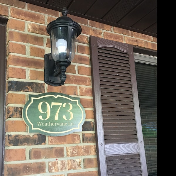 15"x 10" Classic House Number Engraved Plaque, Ready to Hang Custom ...