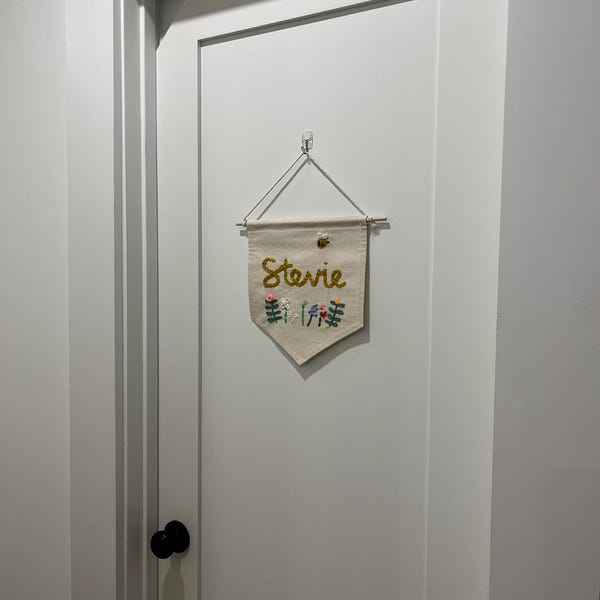 Personalised Custom Name Hand Embroidered Nursery Decor Wall Hanging ...