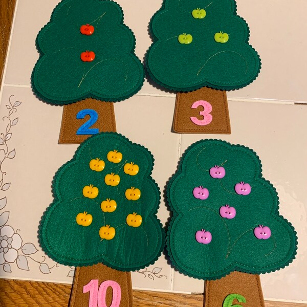 Felt Apple Tree Number Matching Game: Montessori Toddler Learning ...