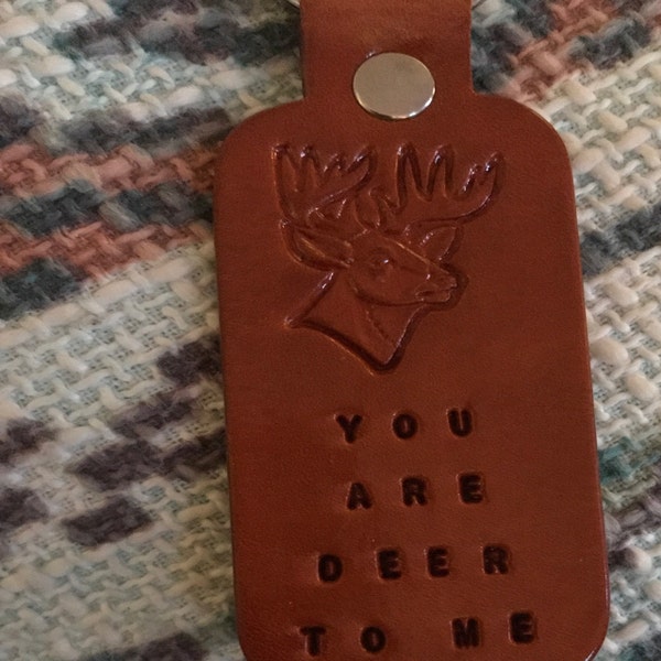Stag Keychain, Leather Keychain, Handmade Stags Head Key Chain, Unique ...