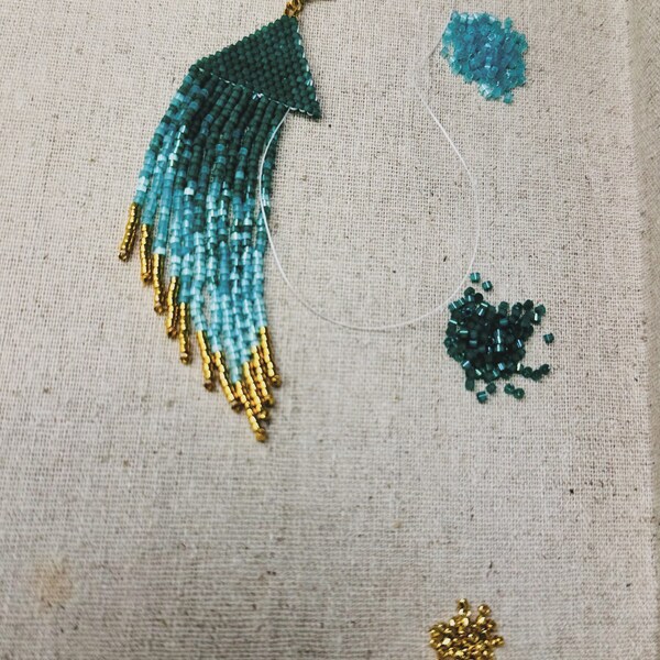 Bead Pattern for Brick Stitch Fringe Circle Beaded Earrings | Bead Weaving Earrings Pattern ...