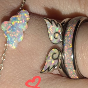 Angel Wing Ring 925 Sterling Silver & White Fire Opal - Etsy