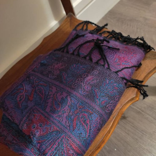 Purple Pashmina Scarf Shawl Festival Scarf Paisley Pashmina Hippie ...