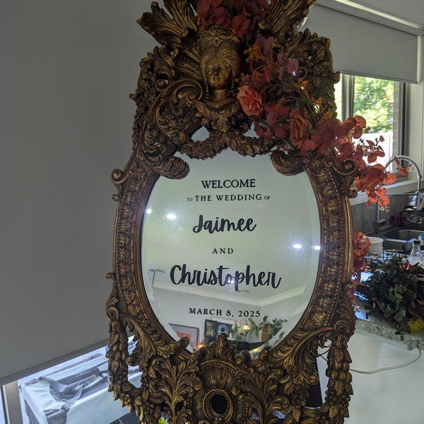 Welcome Wedding Sign Customizable Names for Mirror, Acrylic, Cardboard ...