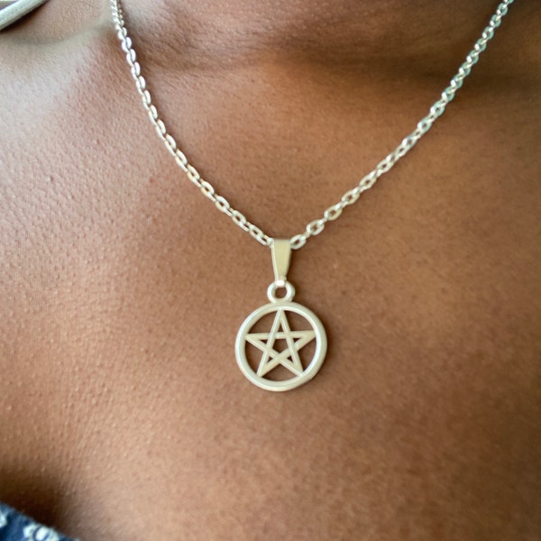 Pentagram Silver Necklace & Pendent | Emo Goth Cool Fashion Rock Tattoo ...