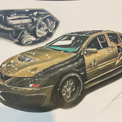 Custom Car Drawing Size A4 8.3 X 11.7 / Car Portrait / - Etsy