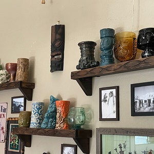 Pair of Handmade Carved Wood Mug Witco Style Tiki Shelves - Etsy