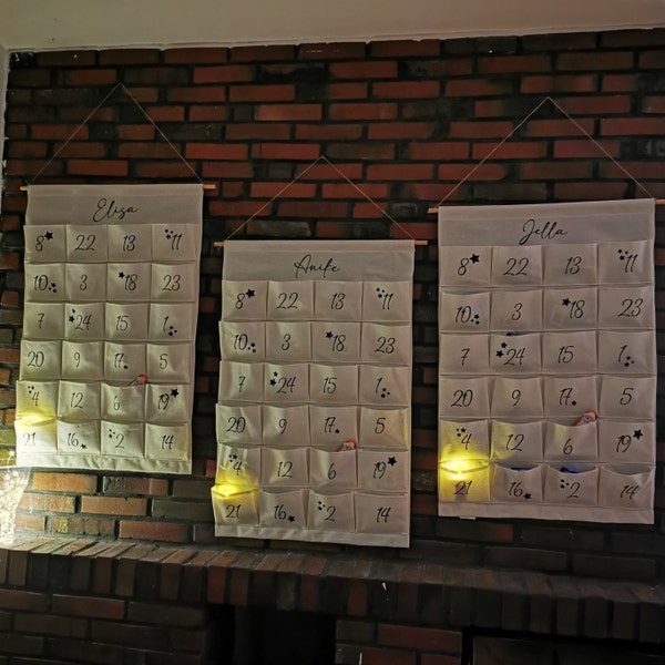 Personalized Advent Calendar for Children, Large | 24 Pockets to Fill ...