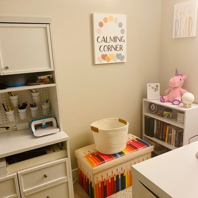 Calming Corner Posters Calm Corner Sign Counselor Office Decor Rainbow ...