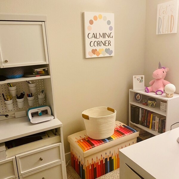 Calming Corner Posters Calm Corner Sign Counselor Office Decor Rainbow ...