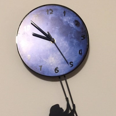 Girl Swinging on the Moon Wall Clock With Pendulum Wall Clock Unique ...