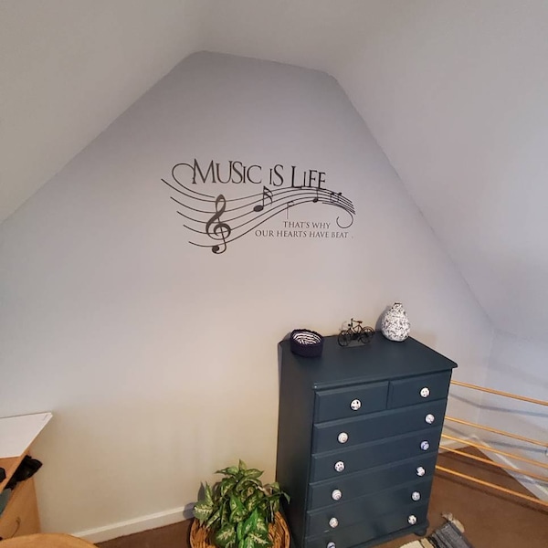 Music is Life Wall Art Quote, PVC Decal, Wall Art Sticker, Home Decor ...