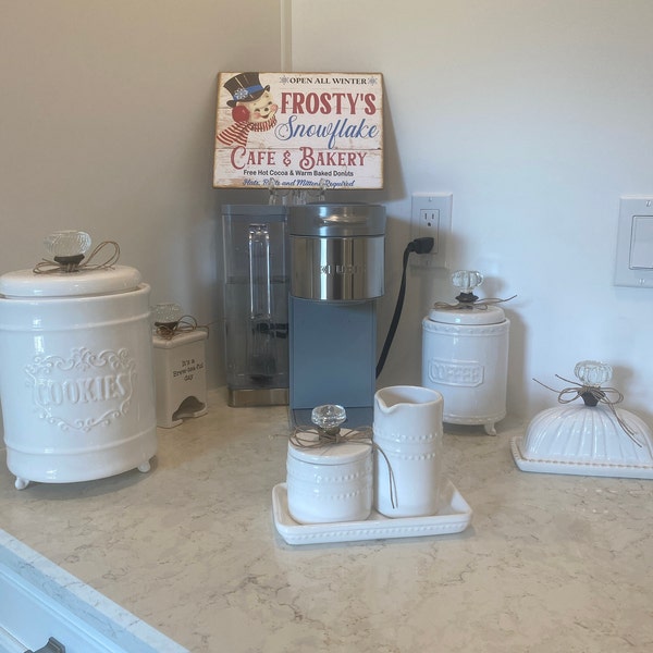 Frosty's Snowflake Cafe & Bakery, Winter, Snowman, Handcrafted Plaque ...