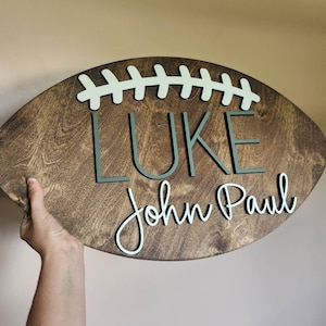 Football Name Sign 18-36 Diameter Round Sign Child Baby Name Football ...