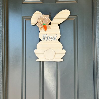 Personalized Large Easter Bunny Front Door Hanger, Happy Easter, Easter ...
