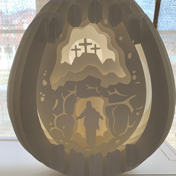Easter Jesus Christ is Risen 3D Easter Egg SVG Template Creating 3D Pop ...