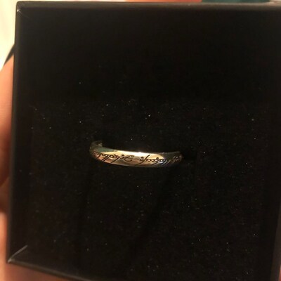 Elvish Silver Ring Band, Elvish Calligraphy Ring, Elvish Engagement ...