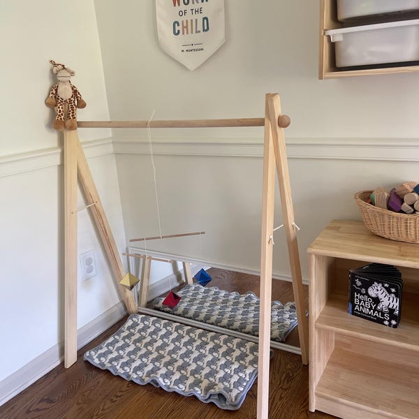 Monochrome Wooden Play Gym/ Wooden Play Gym / Montessori Play Gym/ Baby ...