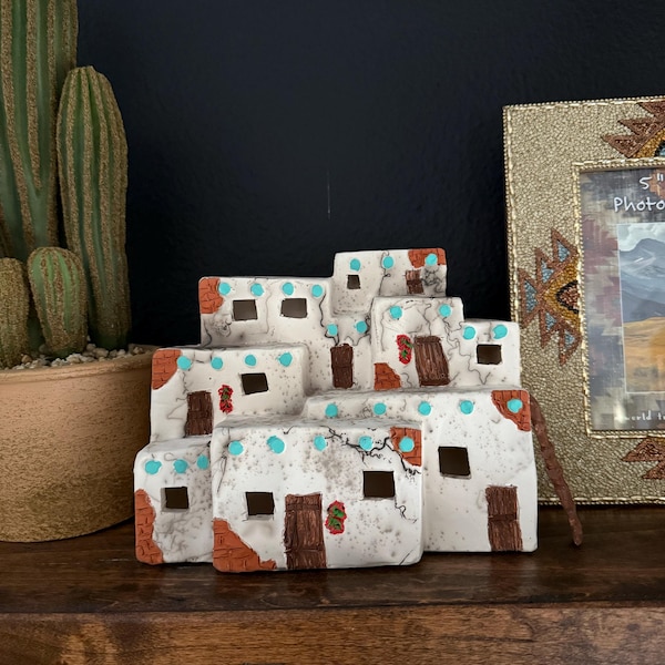 Horsehair Fired Pueblo Village: Southwestern Ceramic Home Decor - Etsy
