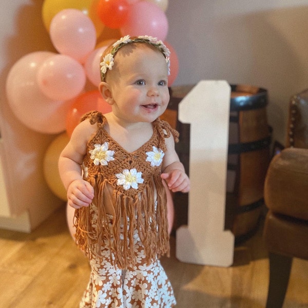 Flower Fringe Top / Daisy Top / Crochet Crop Top / Toddler Summer Top ...