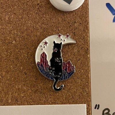 Bisexual Pride Flag Crystal and Cat Glitter Enamel Pin Set of Two or ...