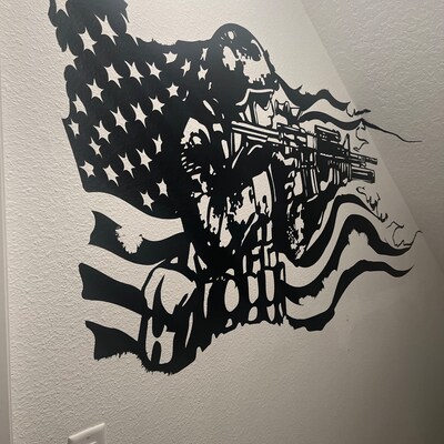 Military Wall Decal Sticker America Flag U.S. Soldier Wall Decal ...