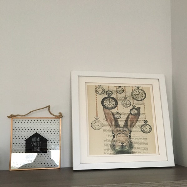 White Rabbit, Alice in Wonderland, Clock Rabbit Print, Rabbit Art ...