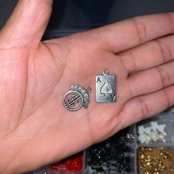 12pc Set Casino Charm Kit (silver) Charms - Random Mix Vegas Theme - Etsy