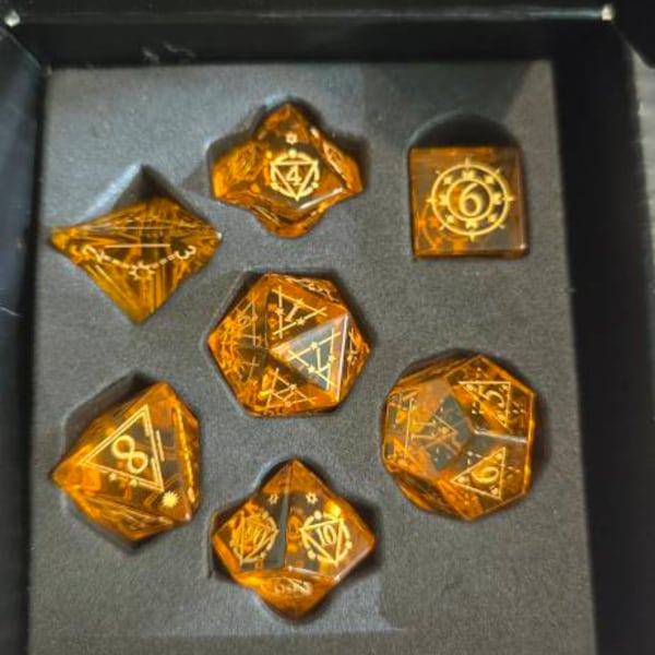Natural Stone Dnd Full Dice Set Tiger Eye Dnd Dice Set Sorcerer ...