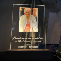 Custom Personalized Photo LED Wood Stand Room Night Light up Table Lamp ...