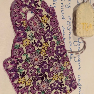 Tea Bookmark : Teacup Chintz Wear Tiny Floral Print Fabric and Felt ...