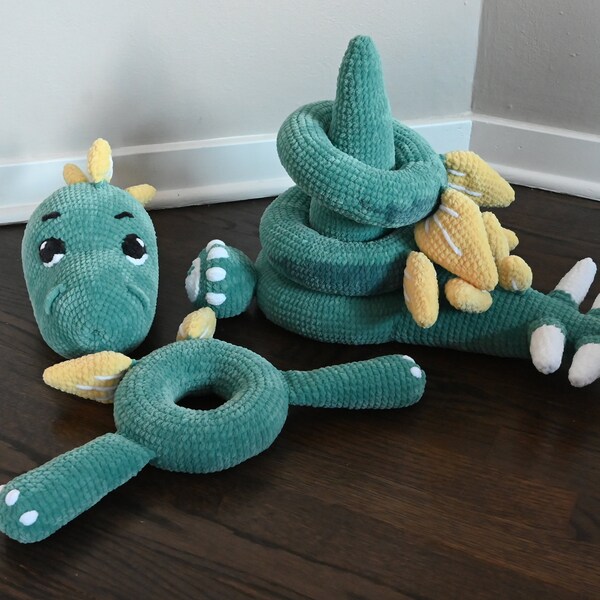 Dino Stacking Toy Crochet Pattern PDF, Amigurumi Stegosaurus Nursery ...