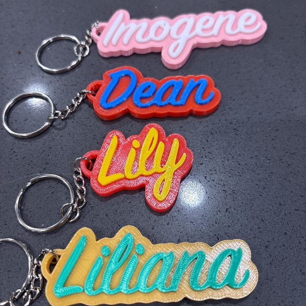 Custom Name Keychains - Personalized 3D Printed Keyring for School and ...