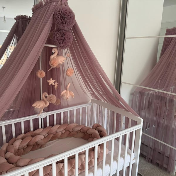 Crib Canopy for Nursery With Stand, Kids Hanging Tent for Nursery, Bed ...