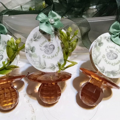 Baby Shower Clear Pacifiers With Light Blue String for Baby Shower Game ...