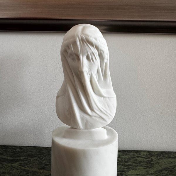 MARBLE Bust of the Veiled Virgin Mary by Strazza Carved Statue Artist ...