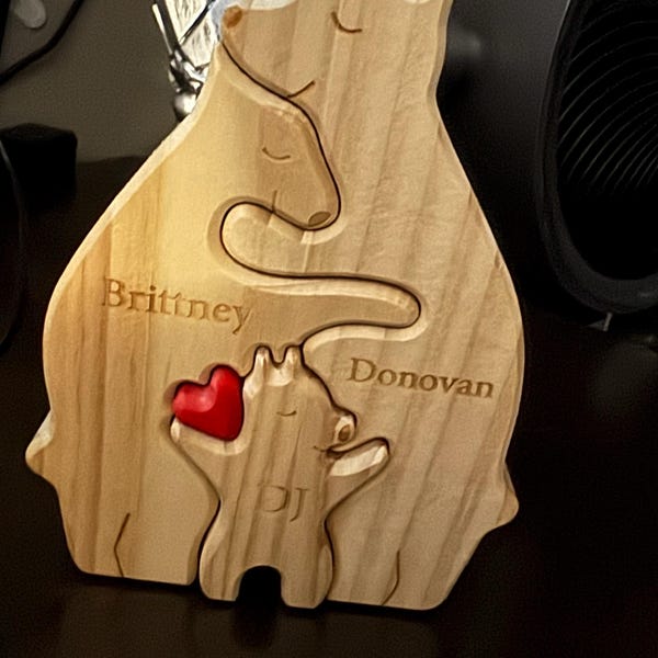Rompecabezas personalizado de madera con forma de osito familiar ...