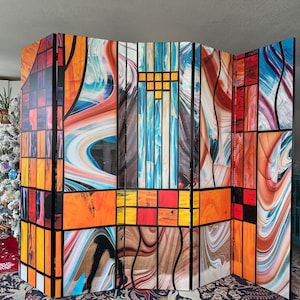 Abstract Mosaic Room Divider, Folding Screen, Room Divider 3 and 5 ...