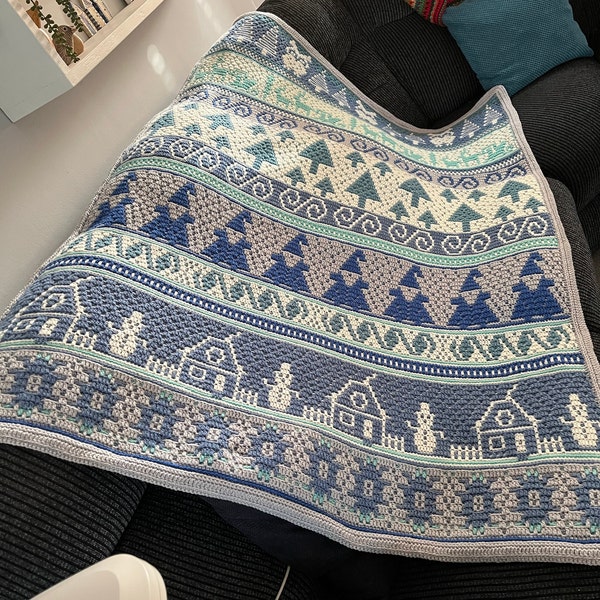 Wintry Forest Blanket, Crochet Blanket Pattern, Blanket Pattern, Mosaic ...