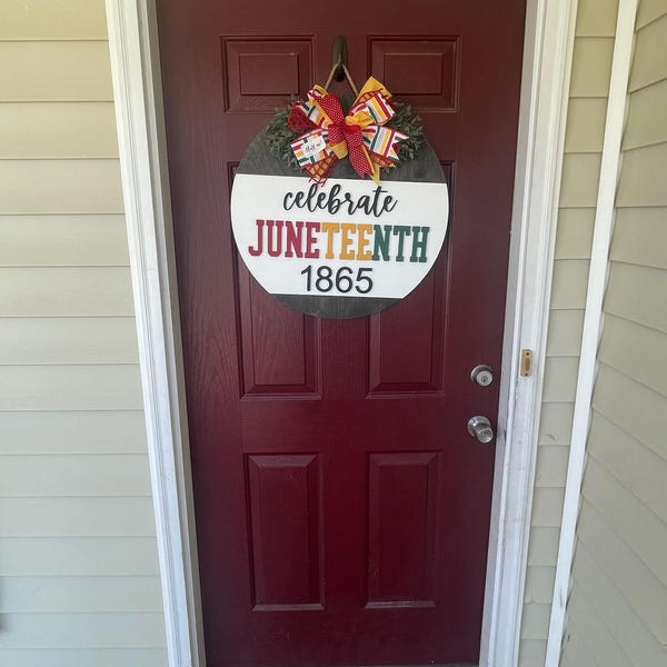 Front Door Decor, Juneteenth Wreath, Juneteenth Door Hanger Sign, Black ...
