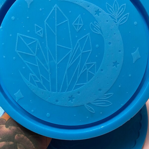Crystal Moon Tray Silicone Mold 6 Inch Crescent Moon Base 1/8in+ Rim 1 ...