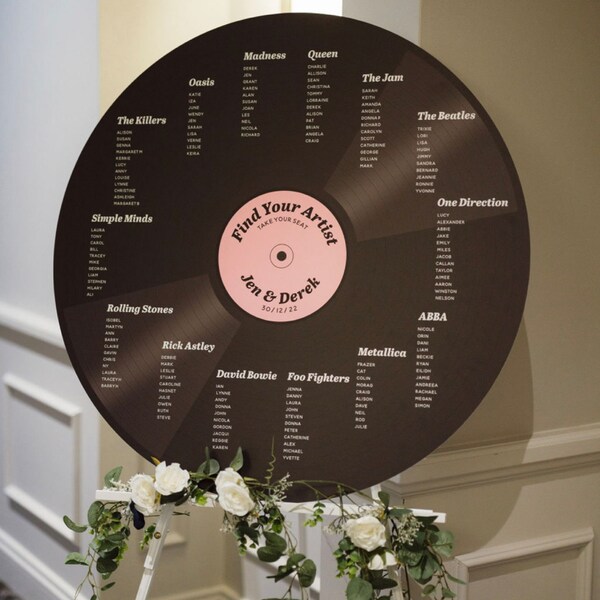 Record Table Plan, Record Seating Chart, Music Theme Wedding, Disco ...
