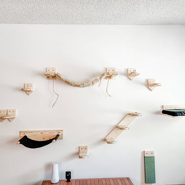 Pine Wood Cat Wall Post (play Furniture Cat Shelves) Includes Cat Bed ...