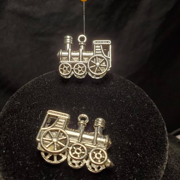 2 Train Charms 28mm Wholesale Antiqued Silver Plated Pendants SC0080029 ...