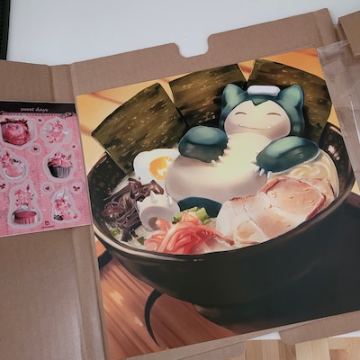17. Pokemon Snorlax Art Poster Ramen / Food Poster / Cute Food Art ...