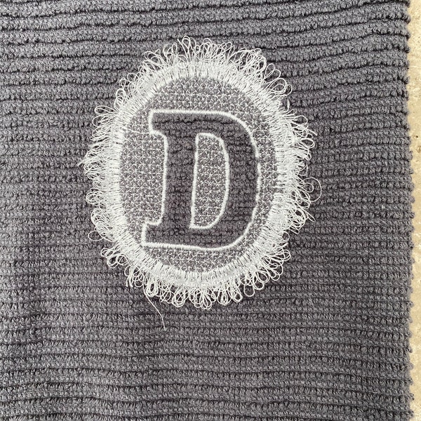 Beautiful Monogram Fringed Oval Shape Embossed Initial Letters A-Z ...